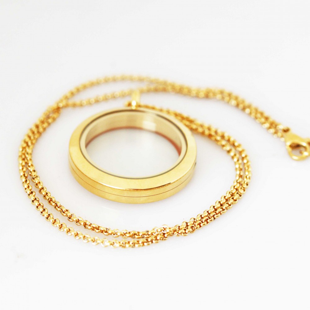 Gold Locket and Necklace Set - Magnetic Locket - 3cm wide